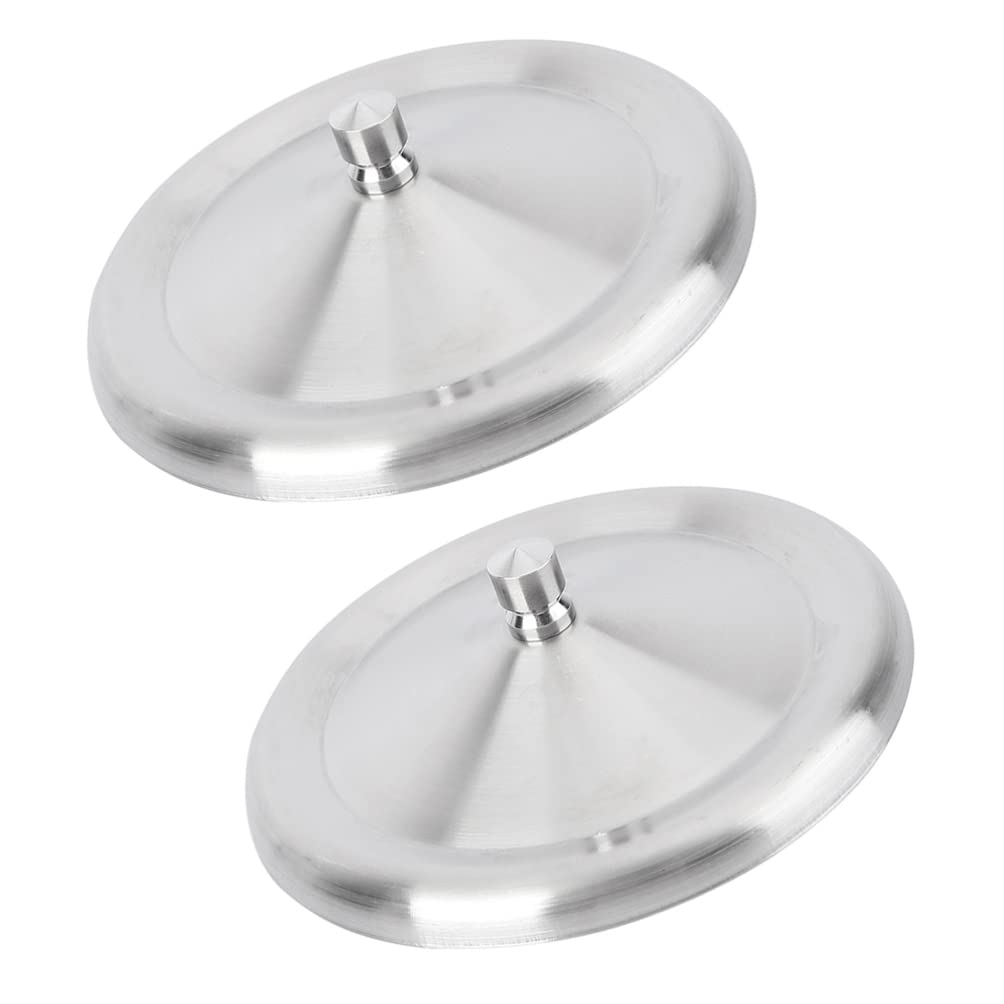 Cabilock 2 Pcs Stainless Steel Water Coffee Tea Cup Lid Cover Mug Seal Cap Beverage Drinking Cup Lid Cover for Home Kitchen Silver 12.3cm