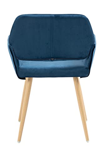 EEBUIHUI Modern Dining Room Living Room Accent Arm Chairs Club Guest with Solid Wood Legs Velet Fabric Upholstered Side Dining Chair for Living Room Dining Room Kitchen (Blue)
