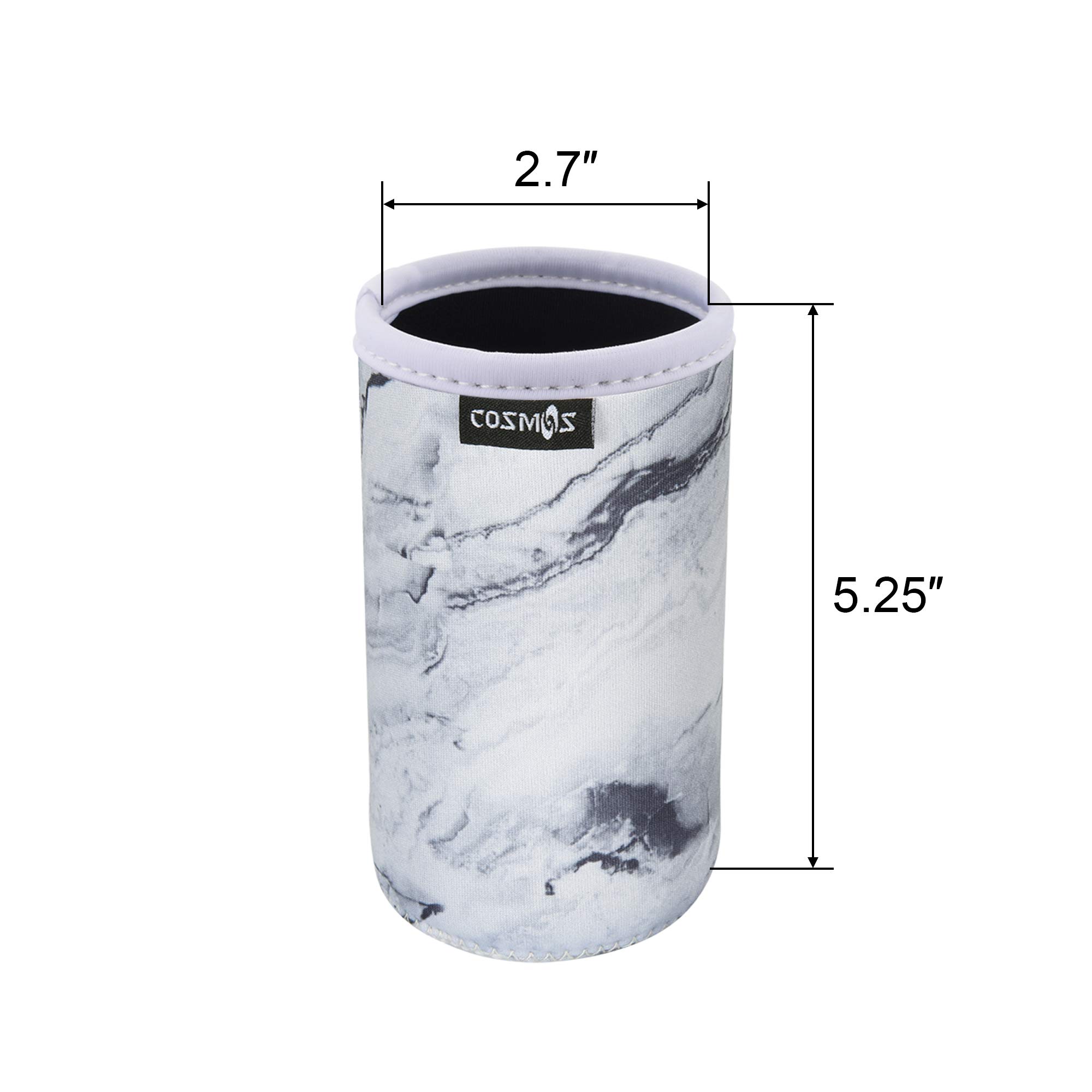 CM Soft Neoprene 16 Fl Oz Can Sleeves Insulators Can Covers for 16 Fluid Ounce Energy Drink & Beer Cans, Marble Pattern, 4 Pcs