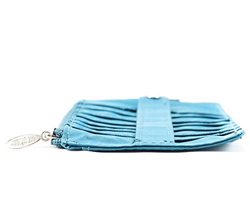 Big Skinny Women's Jaguar Credit Card Slim Wallet, Holds Up to 25 Cards, Ocean Blue , 3.5" X 7.6"