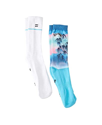 Billabong Mens Crew Fit Socks - Tie Dye Crew (Blue, 2 Pack)
