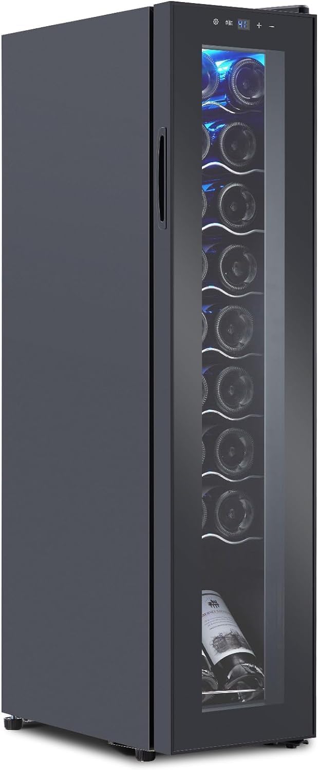 Garvee Wine Fridge 18 Bottles Compressor Wine Cooler, Freestanding Wine Cellar Digital Temperature Control Wine Cabinet Beverage Refrigerator for Red White Wine, Champagne, Beer, Drink (18 Bottles)