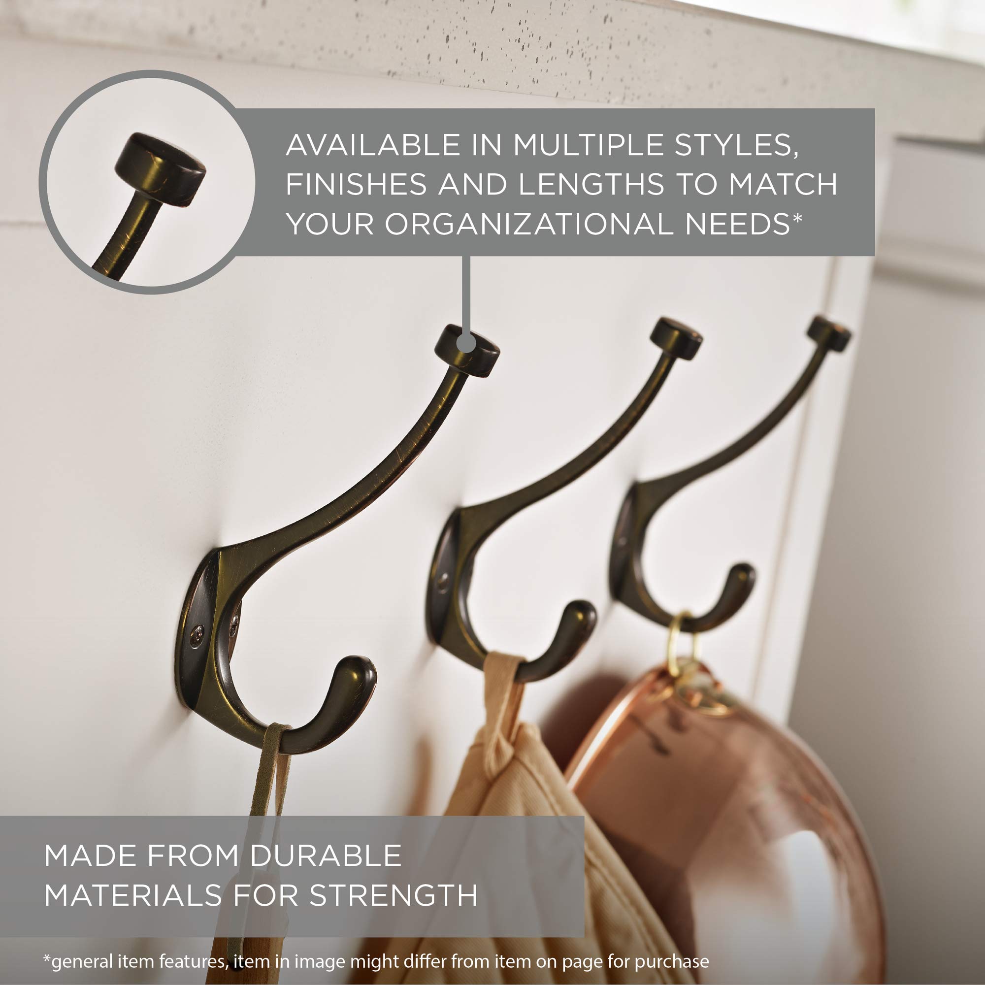 Franklin Brass (1-Pack) Triple Wall Hooks 3-Prong Hooks for Hanging Satin Nickel Wall Mount Hanger Backpack, Purse, Bag, Towel Organization Decorative Wall Hooks B42306J-SN-C