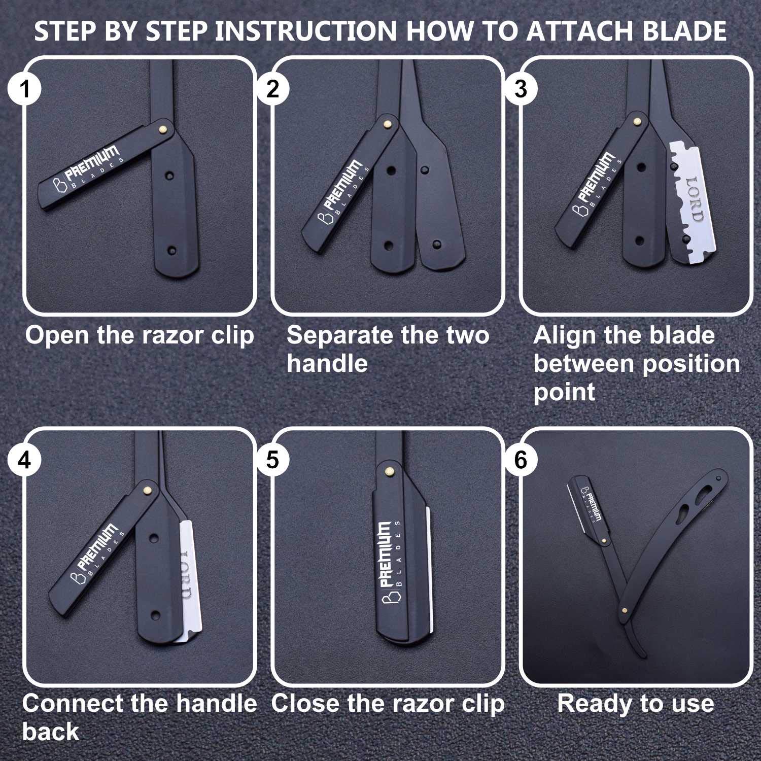 Black Petal Handle Barber Razor, Razor for men, Professional Changeable Half Blade Straight Edge Razor for men/women by "Premium Blades"