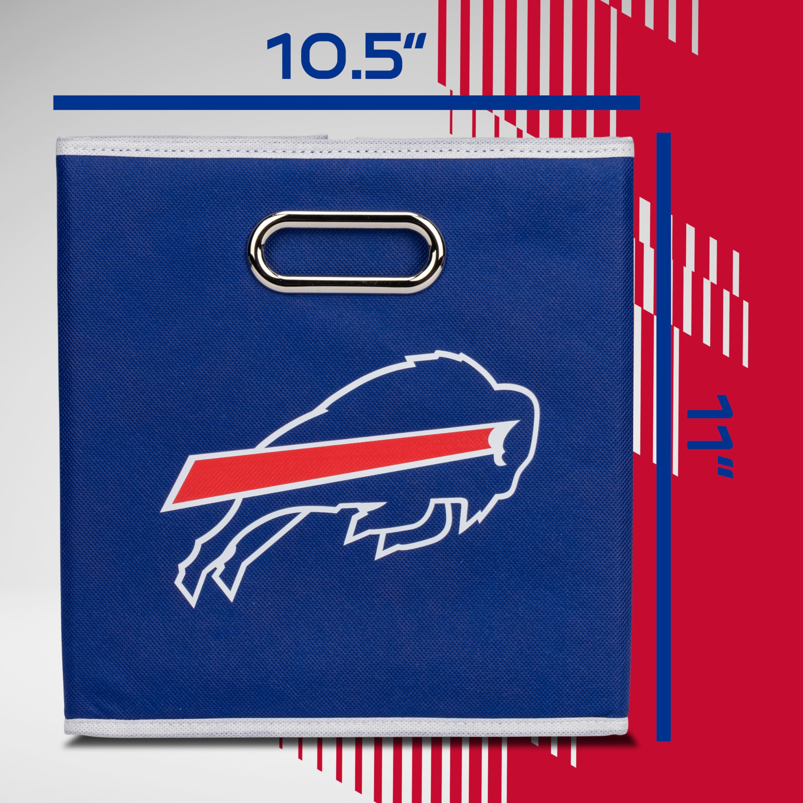 Franklin Sports Buffalo Bills NFL Storage Bin - Collapsible Cube Container + Storage Basket - NFL Office, Bedroom + Living Room Décor - 11"x11"