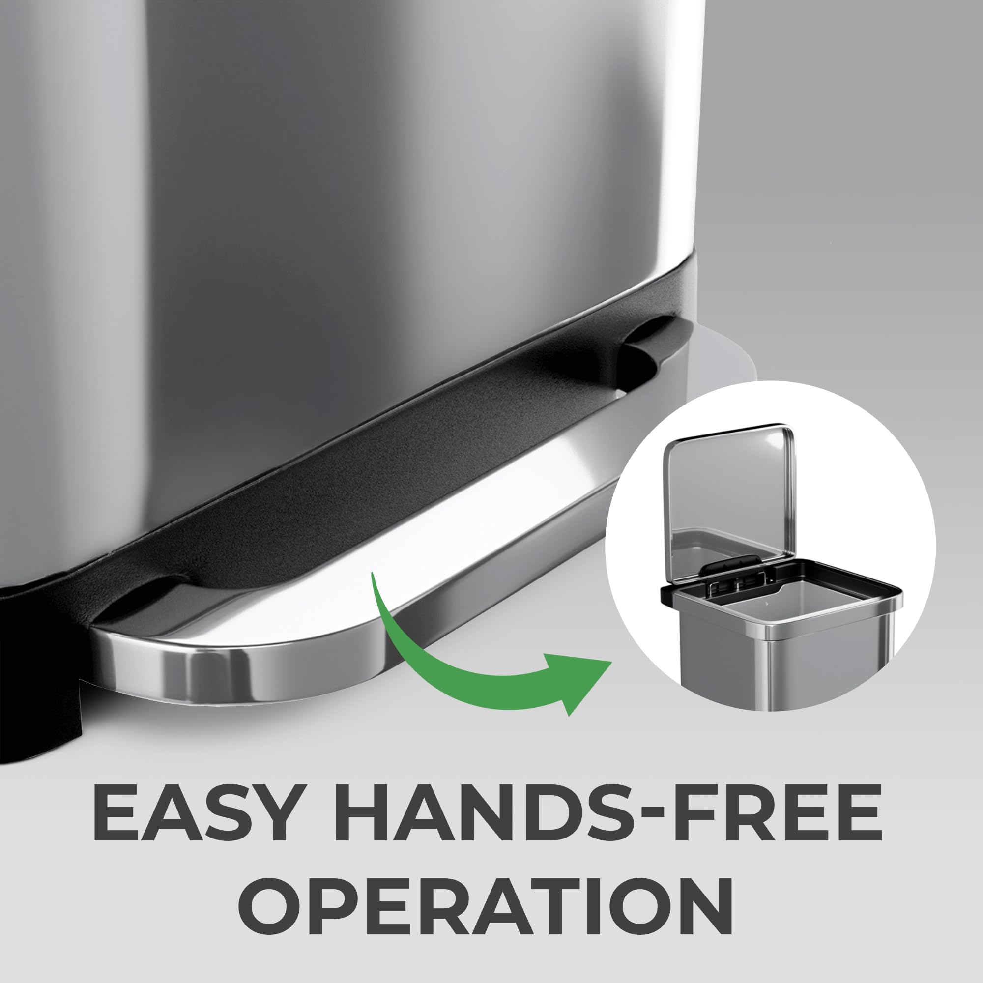 EconoHome 20 Gallon Stainless Steel Large Kitchen Trash Can with Foot Pedal, Soft Close Lid and Trash Bag Retainer Rim