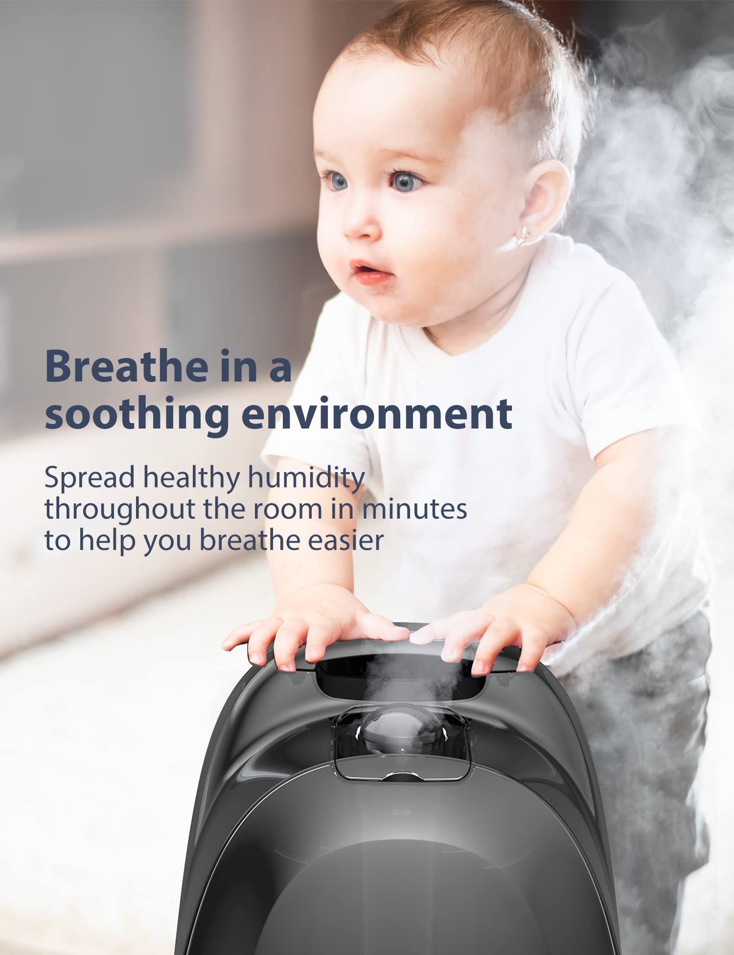 Humidifiers for Bedroom, Vycol 5.6L Smart Cool Mist Humidifier with Humidity Sensor & Timer for Large Room Home, Customized Humidity, Whisper Quiet Ultrasonic Air Vaporizer for Baby and Plants