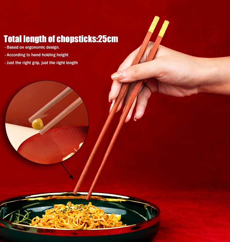 Chopsticks,Chopsticks Reusable,Wooden Chop Sticks,With Exquisite wooden box packaging,Sushi Wood Chopsticks,For Kitchen, Dining Room,Gourmet,Noodles,Hot Pot,etc(Long:25cm)