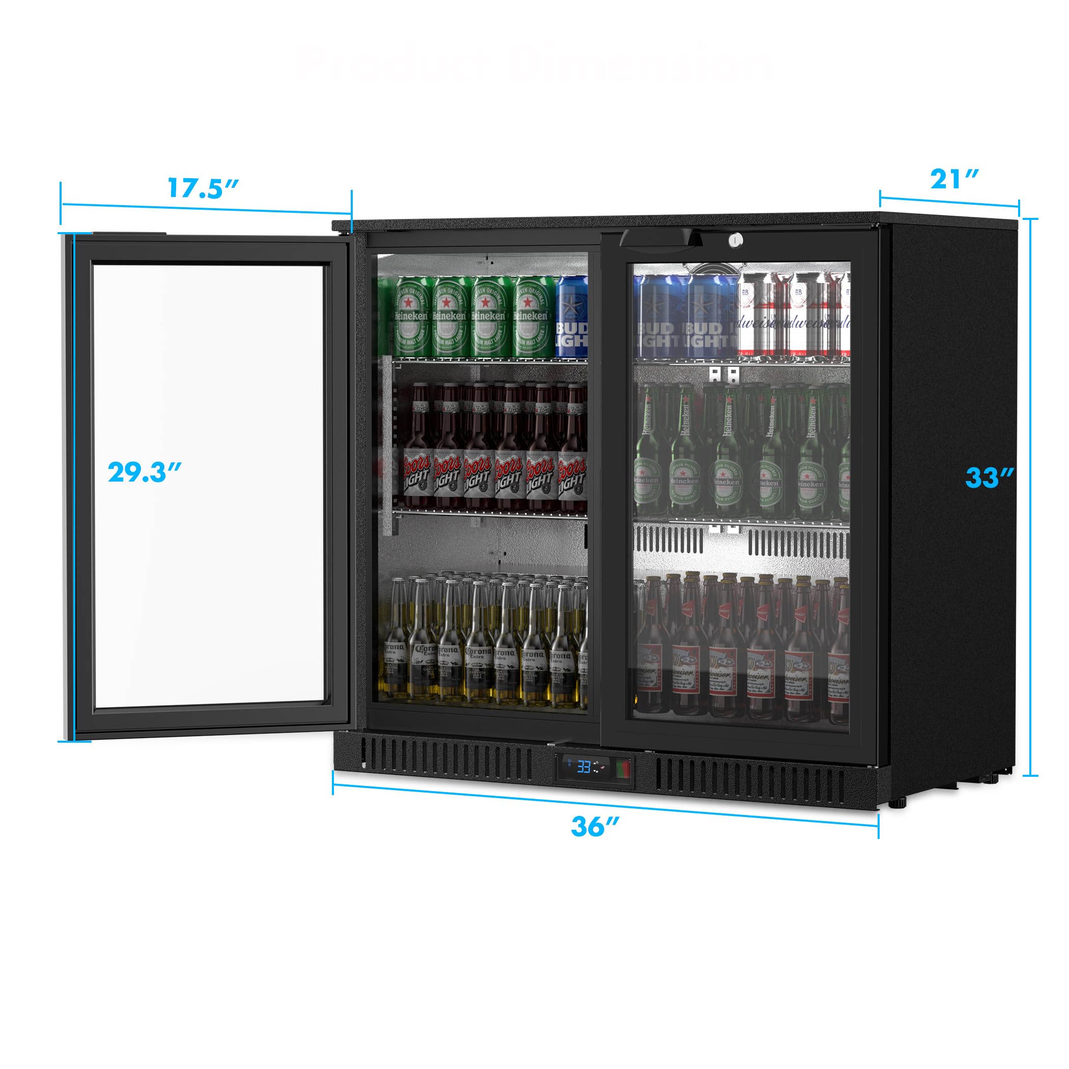 Coolski Beverage Refrigerator, 24 Inch Under Counter Beverage Fridge, 180 Cans Built-In or Freestanding Beverage Cooler with Glass Door for Home Bar Kitchen, ETL, DOE, NSF Approved