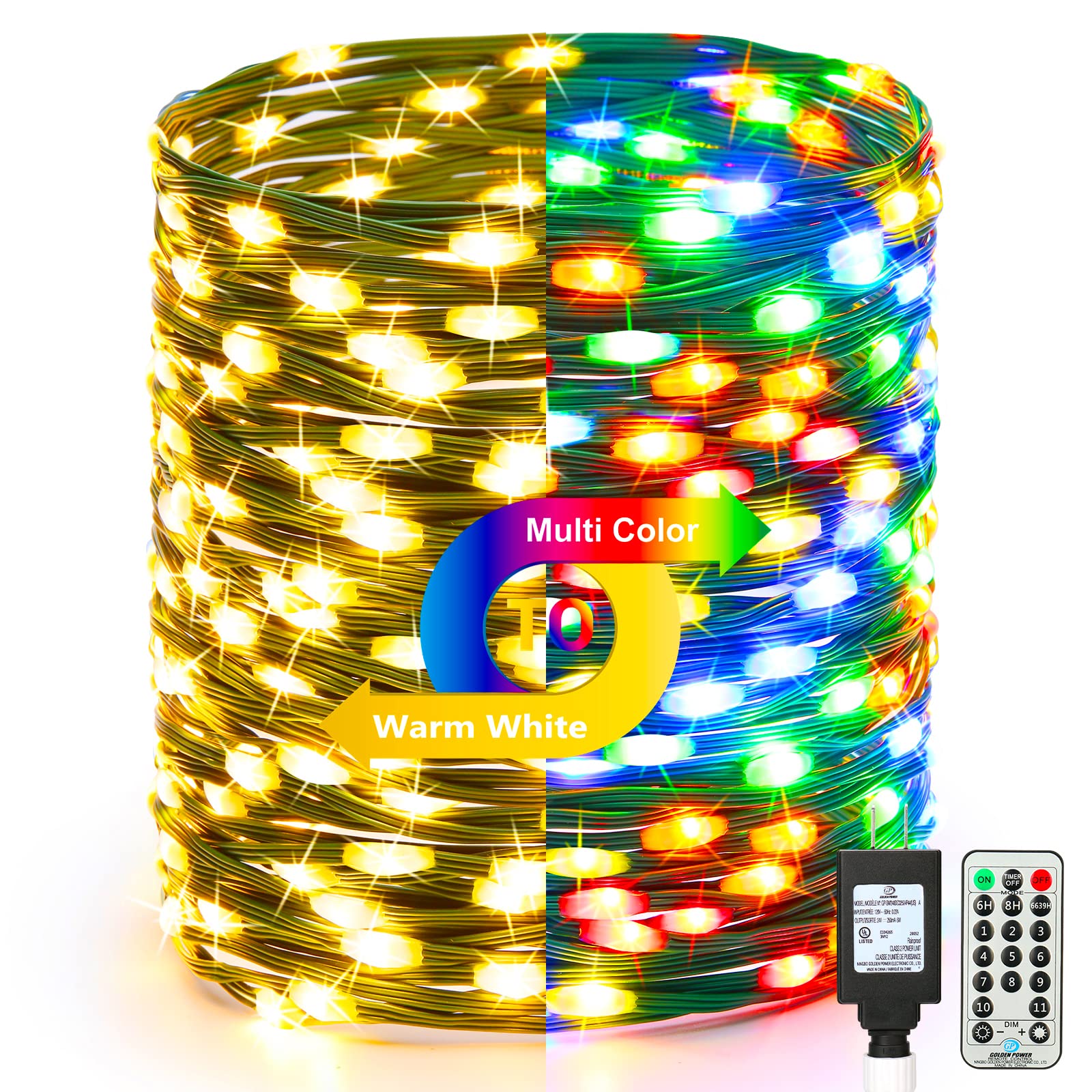 Brizled Color Changing Christmas Lights, 269ft 800 LED Warm White & Multicolor Christmas Lights with Remote, 11 Function Christmas Tree Lights Dimmable Xmas String Lights for Indoor Outdoor Home Decor