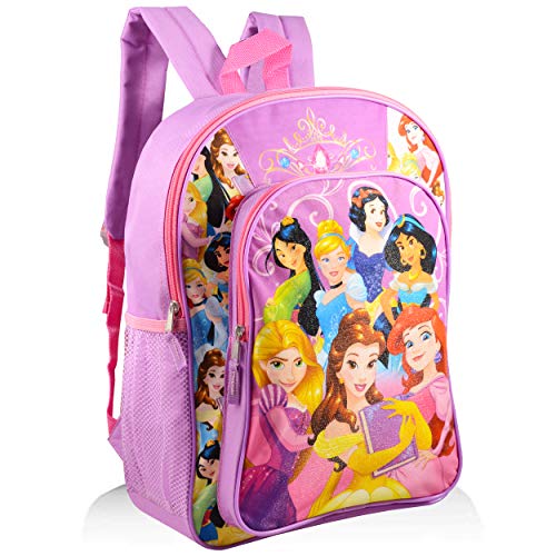 Disney Princess Backpack for Girls Bundle ~ Deluxe 16" Princess School Bag, Water Bottle, and More (Disney Princess School Supplies)