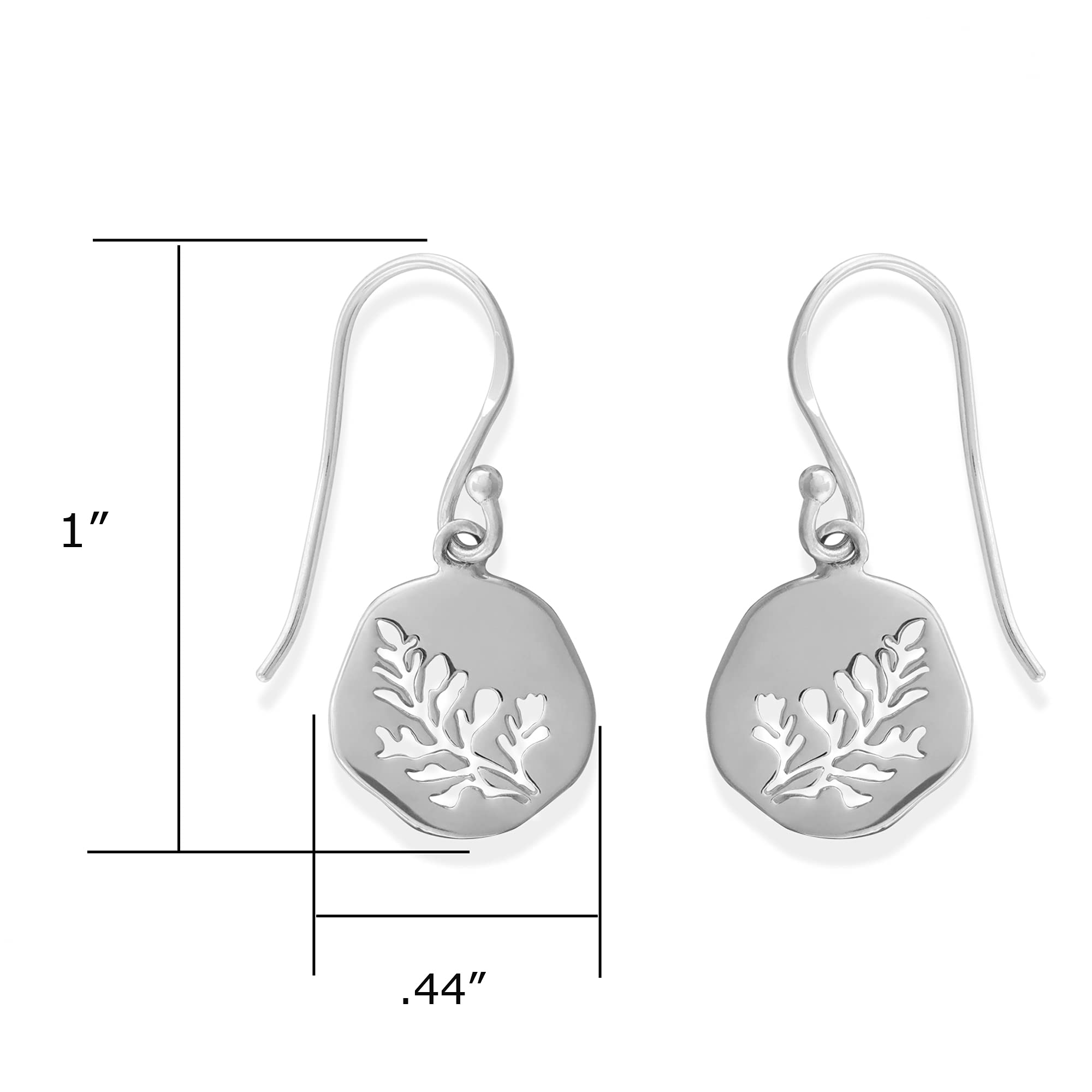 Boma Jewelry Sterling Silver Cut-Out Leaf Branch Dangle Earrings