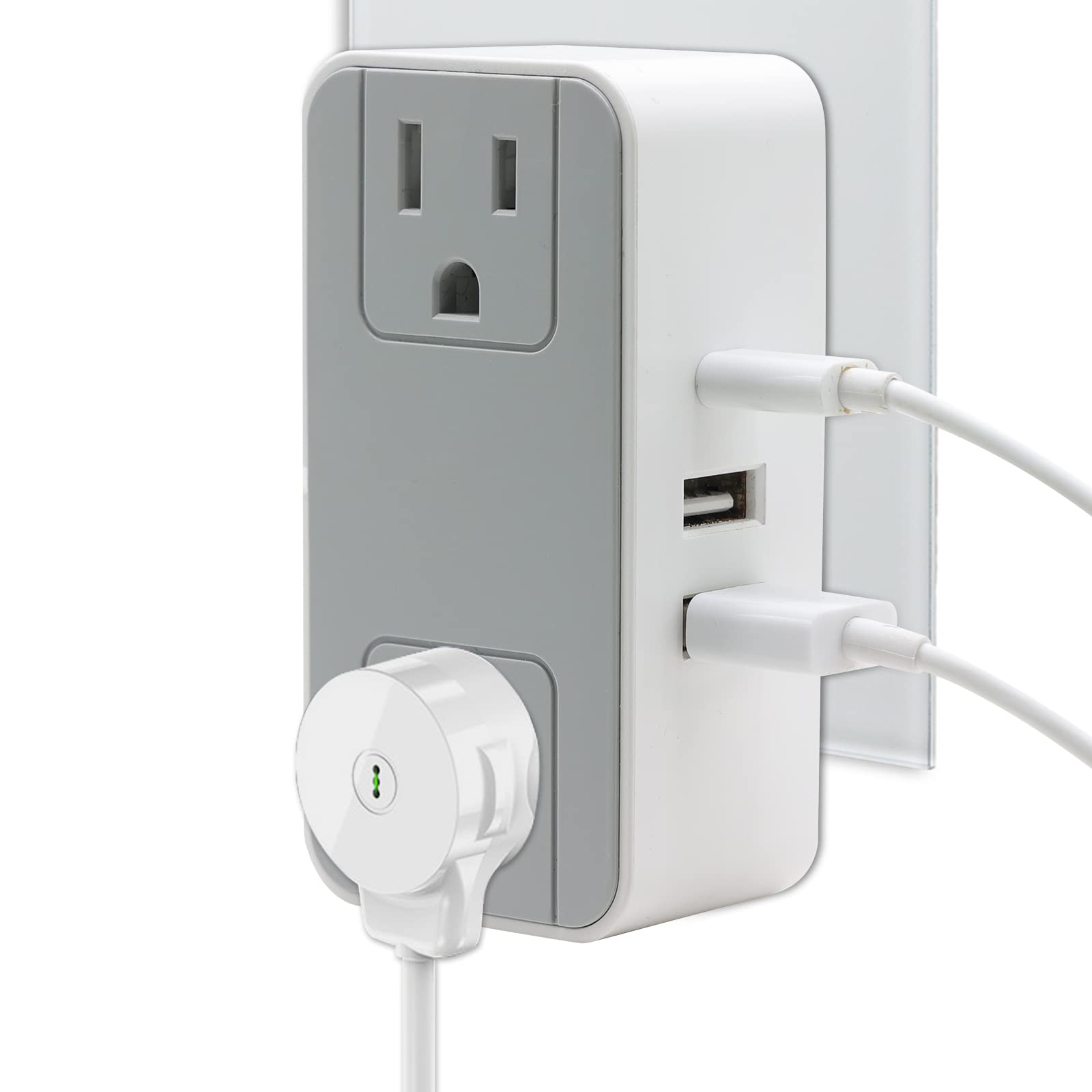 BSEED 2-Outlet Extender with 2 USB Ports(1 USB C, 3A),Multi Plug Outlet Extender with USB and Type C,Surge Protector Outlet Splitter,Power Strip Multiple Plug Expander for Travel, Home, Office