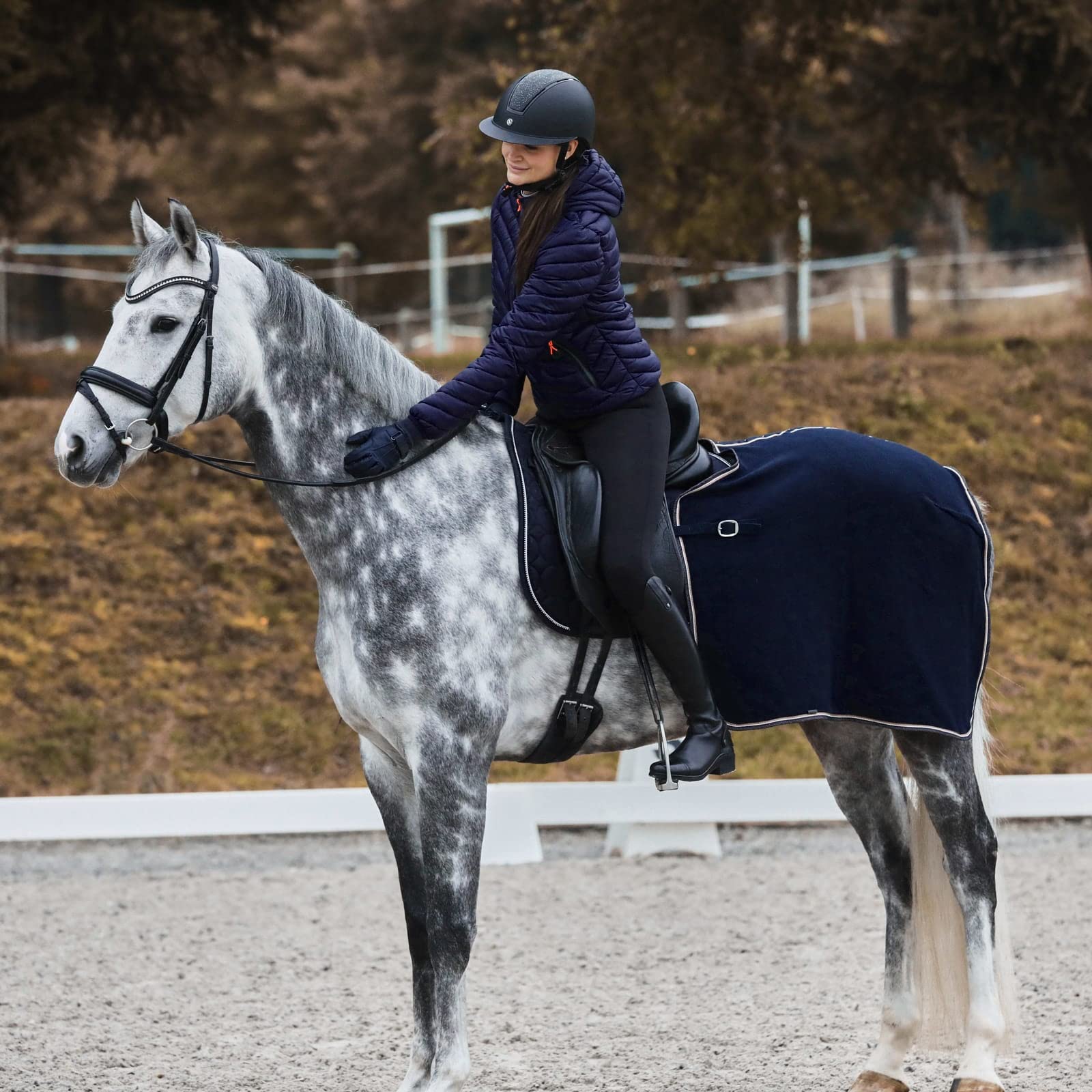 HORZE Kiel Fleece Quarter Sheet - Black - Horse