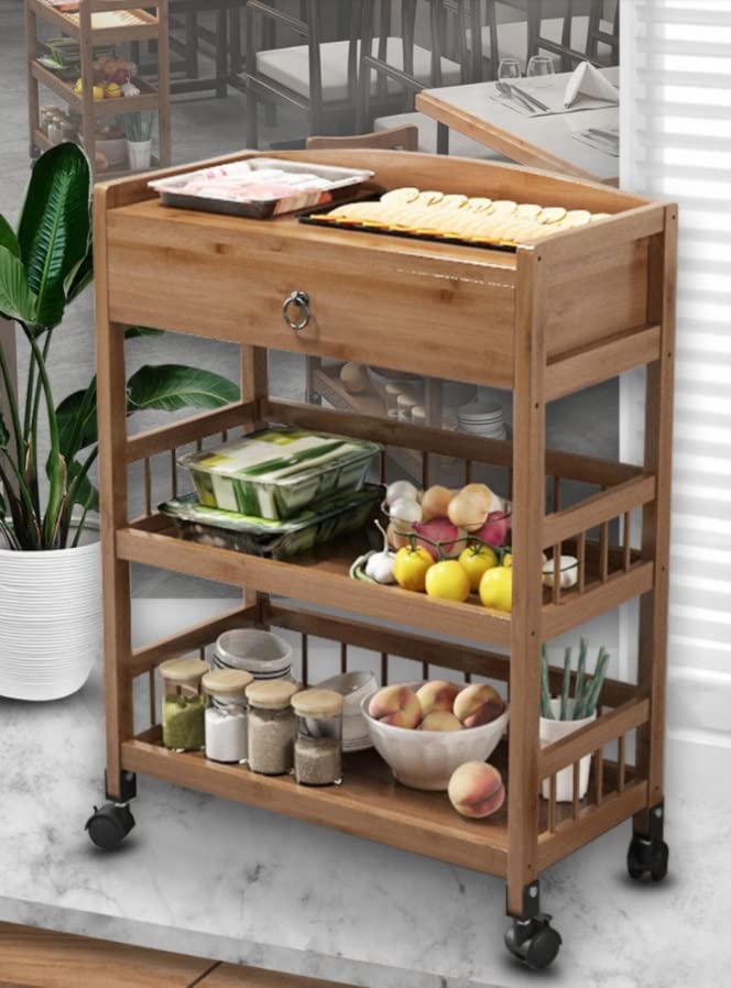 LIUJUN Thickened Vegetable Rack Dining Car Trolley Restaurant Food Delivery Car Serving Car Commercial Dish Shelf