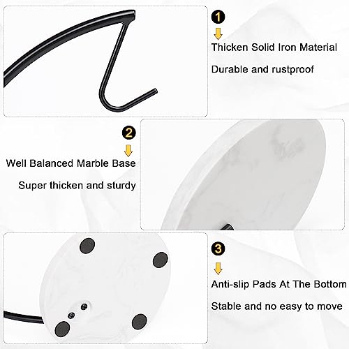 Livabber Banana Holder with Marble Base, Metal Banana Hanger Modern Tree Stand with Hook, Durable Banana Keeper Fresh Fruit Storage Organizer Freestanding for Kitchen Countertop (Black, Single Hook)