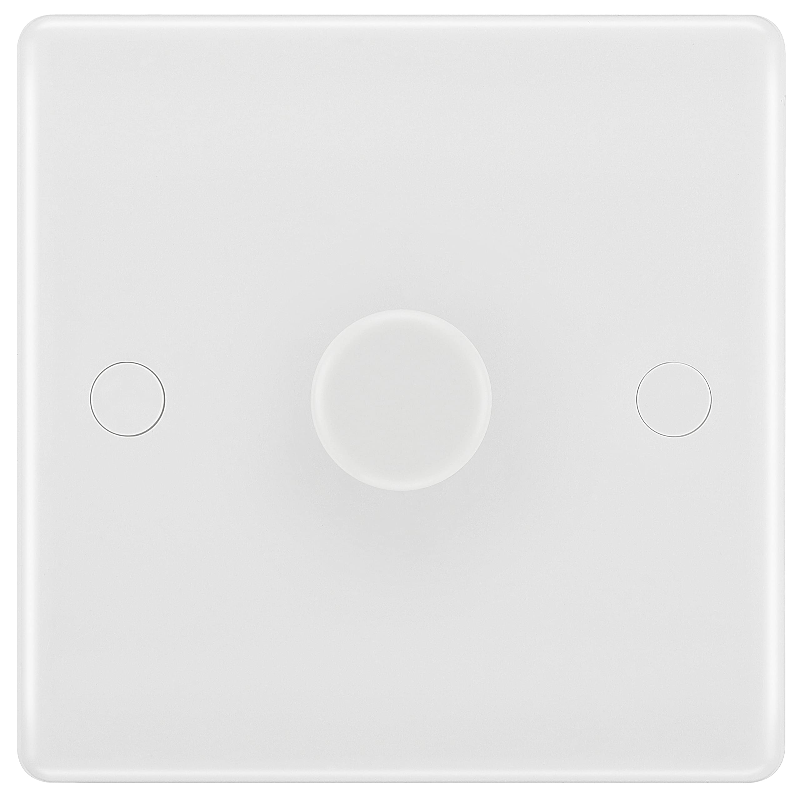BG Electrical Single Round Push Button Dimmer Light Switch, White Moulded, Round Edge, 2-Way, 400 Watts