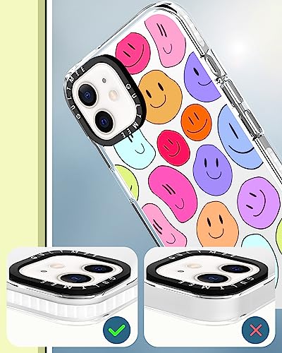 GULTMEE for iPhone 12 case & iPhone 12 Pro Case 6.1inch with 1 Screen Protector,Cute Rainbow Face Print Slim Design with Shockproof PC Bumper Protective Cover Clear Case for Women Girls Man