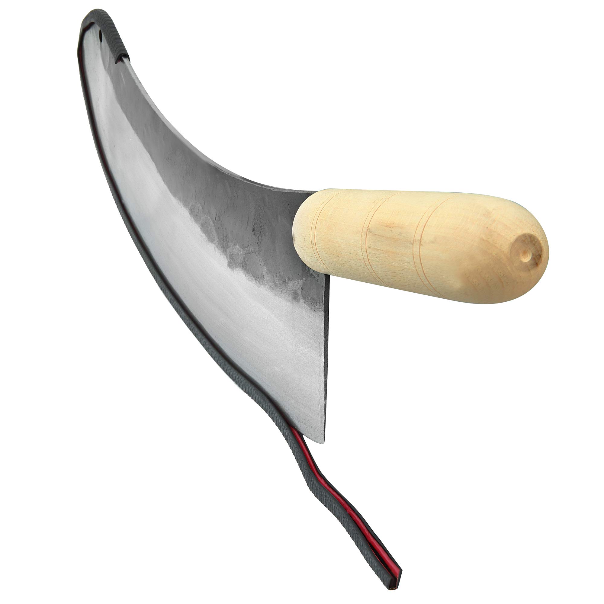 Carbon Steel Handmade Forged Gourmet Professional Chef Butcher Chopping Mincing Knife Handled Curved Kebab Meat Mezzaluna Herb Big Blade Kitchen Cleaver (19.7 in/50 cm)