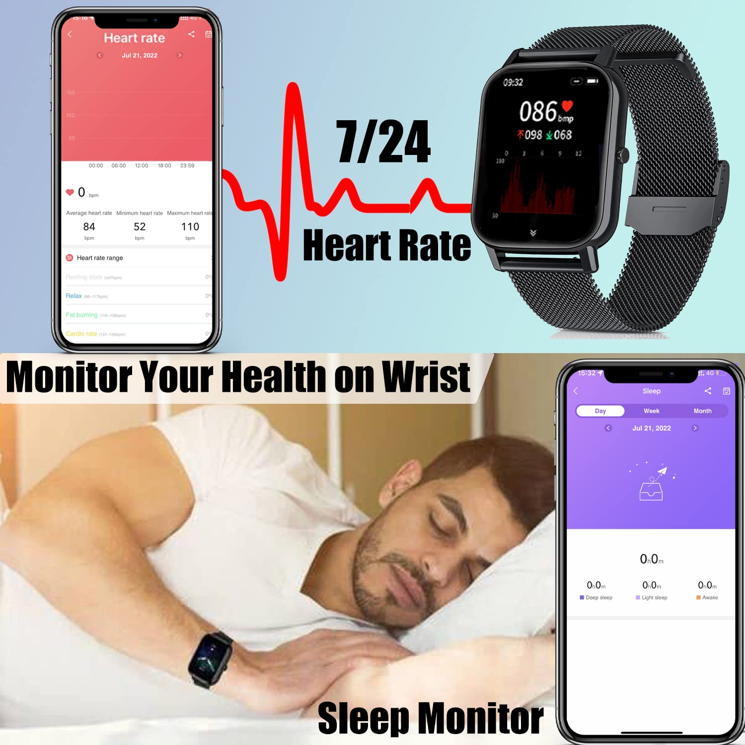 FACOI Smart Watch for iPhone Compatible - 2023 Smart Watch Answer Make Call for Android Phones for Women Men, Heart Rate Blood Oxygen SpO2 Sleep Fitness Watch Tracker Compatible Android iOS Phones