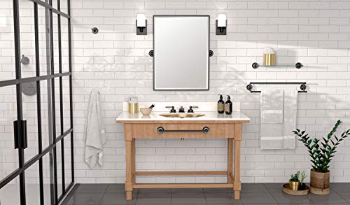 Gatco 5077MX Desinger II Glass Shelf, Matte Black/Wall Mounted 22.50" x 5.85" Tempered Glass Shelf