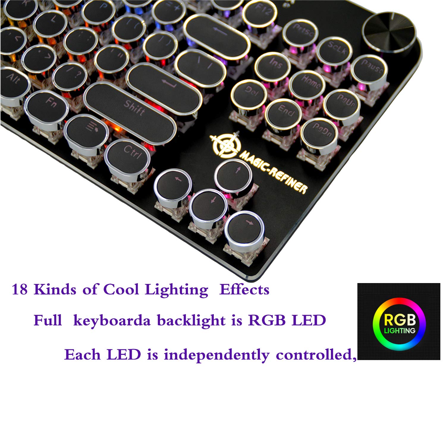 MK11 RGB Mechanical Keyboard Wireless/Wired Multi-Device Gaming Keyboard-Blue Switch-RGB LED Backlit-87 Keys for PC/Mac/iPad/iPhone/Smartphone/Laptop (Black)