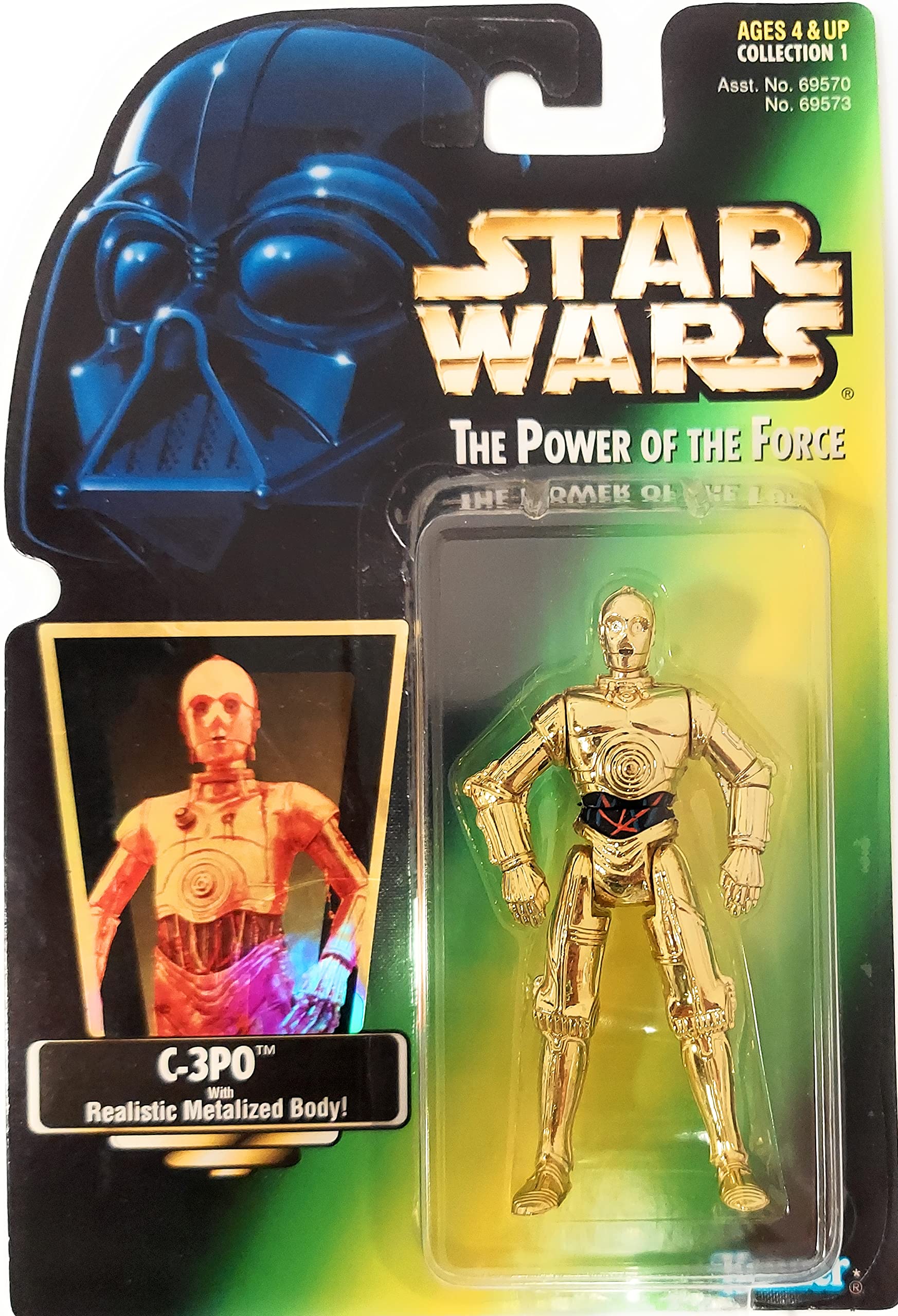 Hasbro 1997 Star Wars Power of The Force C-3po Green Card Action Figure