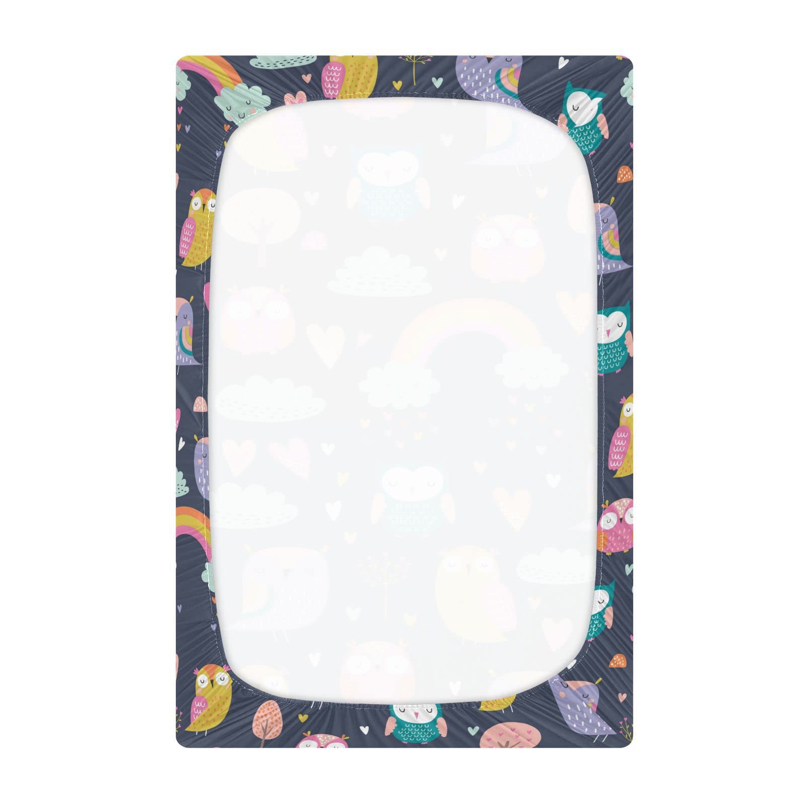 Cute Owl Rainbow Fitted Crib Sheet for Girls and Boys,Soft Breathable Polyester Baby Sheet for Standard Size Crib Mattress 21163978