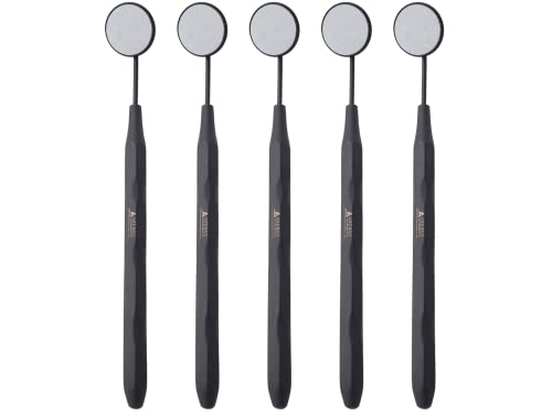 Dental Mirror Stainless Steel Matte Black, Set of 5 Dental Mirrors Front Surface Rhodium Plasma Coated for General and Laser Dentist European Style Threading by ARTMAN Brand