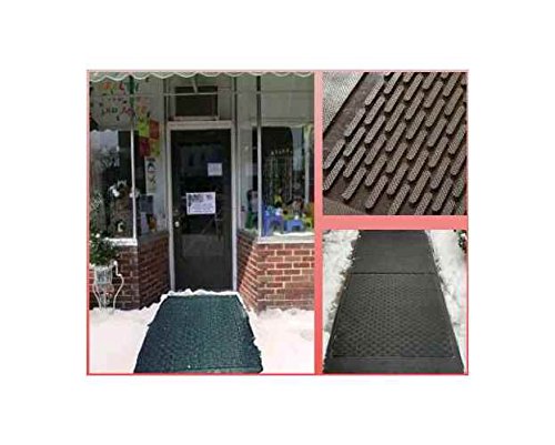 Cozy Products Ice-Away Heated Mat, Non-Slip Waterproof Mat for Outdoor Use, Snow Melting Rubber Mat, Includes a 15' Power Cord, 240-Watt, Black