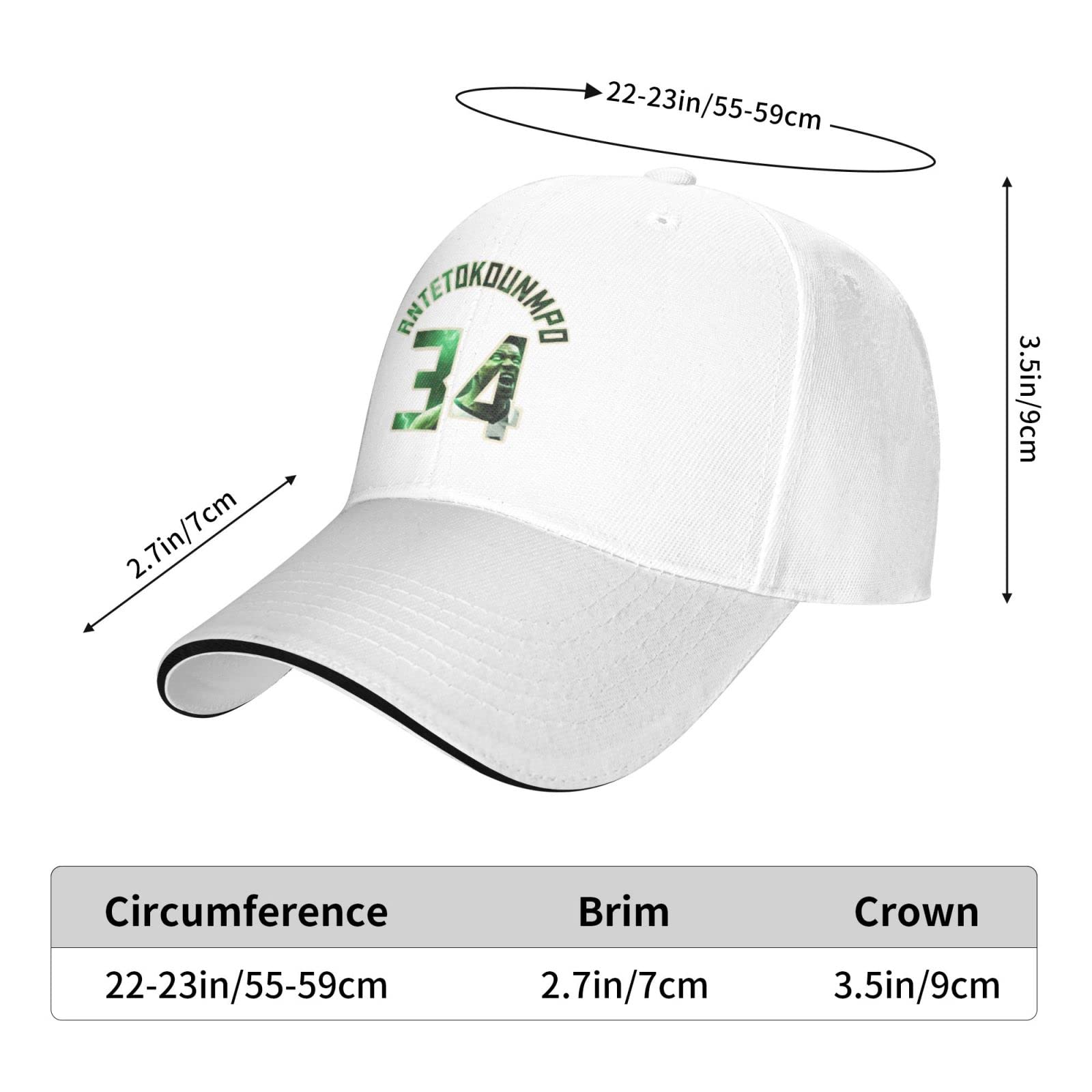 Basketball_Star_#34_Giannis_Antetokounmpo_God Hats Baseball Cap Baseball Hat Adjustable Fashion Outdoors Caps Unisex White