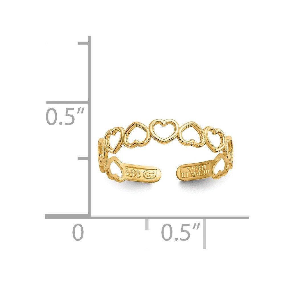 BillyTheTree Jewelry 14K Yellow Gold Open Hearts Toe Ring