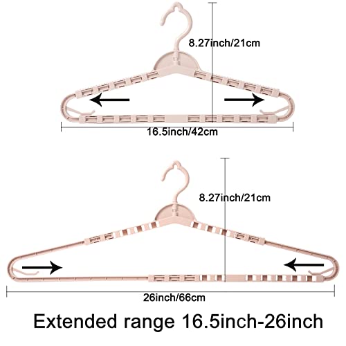 Foshine 4 Pack Extra Large Hangers Big Clothes Hangers Enlarge Adjustable Shoulder 16.5"-26" Drying Hanger Sturdy for Wide Polos Tops Cardigans Quilt Bath Towel Big and Tall Shirts (Light Pink)