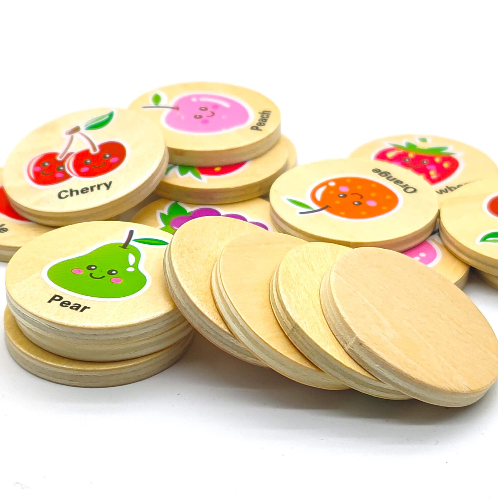Pualsol Wooden Memory Game for Kids.20PC Memory Matching Games for Toddlers 2-4 Years.Preschool Game Memory Card Toy.Matching Games for Toddlers 1-3(Fruit)