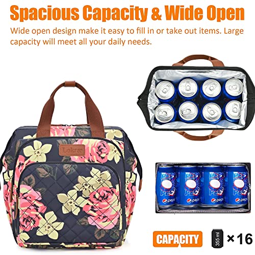 LOKASS Lunch Bag Convertible 3 in 1 Lunch Box Insulated Lunch Backpack Tote Cooler Box Large Capacity Food&Drink Container with Detachable Strap for Women office Beach (Peony)