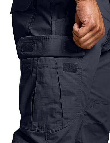 CQR Men's Tactical Pants, Water Resistant Ripstop Cargo Pants, Lightweight EDC Work Hiking Pants, Outdoor Apparel, Duratex Police Navy, 28W x 30L