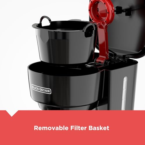 BLACK+DECKER 12-Cup Coffee Maker with Easy On/Off Switch, Easy Pour, Non-Drip Carafe with Removable Filter Basket, Black