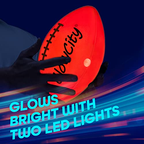 GlowCity Glow in The Dark Football - Light Up, Official Size Footballs - LED Lights and Pre-Installed Batteries Included