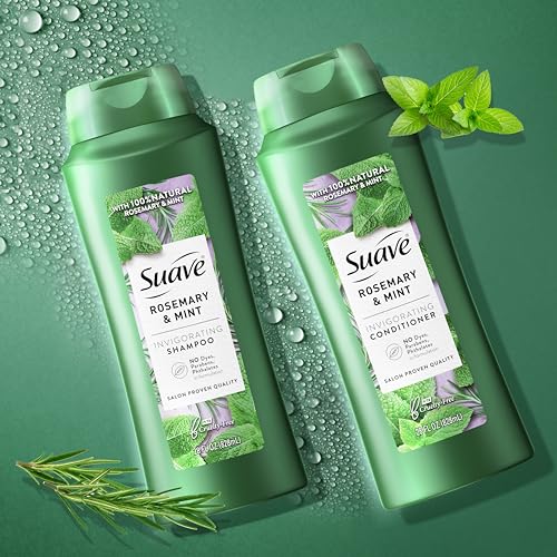 Suave Professionals Invigorating Shampoo for Dry and Damaged Hair Rosemary and Mint Paraben free and Dye free Hair 28 fl oz
