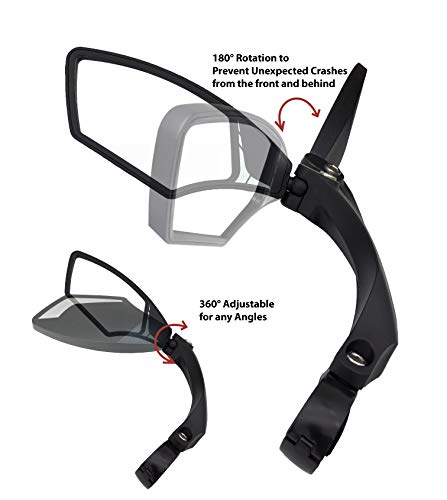 Hafny NEW Handlebar Bike Mirror, HD,Blast-resistant, E-bike Mirror, Glass Lens, HF-MR095 (Silver Left)