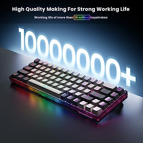 GEODMAER 65% Wireless Gaming Keyboard, Rechargeable Backlit Gaming Keyboard, Ultra-Compact Mini Mechanical Feel Anti-ghosting Keyboard for PC Laptop PS5 PS4 Xbox One Mac Gamer (Gray-Black)