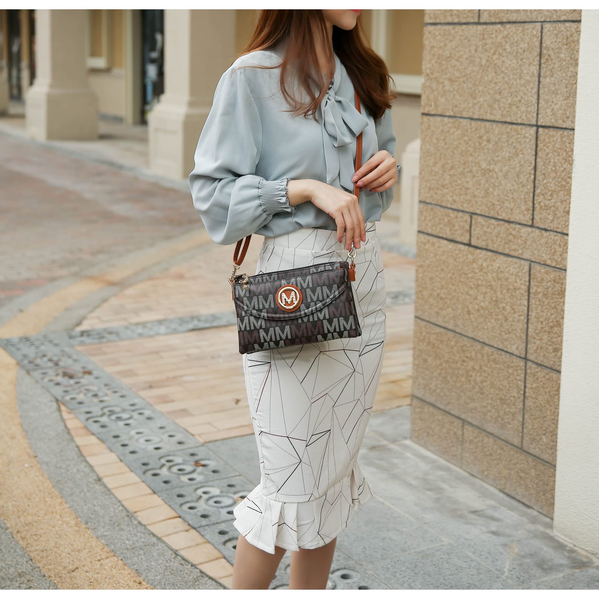 MKF Collection Crossbody Bag for Women Wristlet Strap, Vegan Leather Shoulder Bag Handbag Purse by Mia K