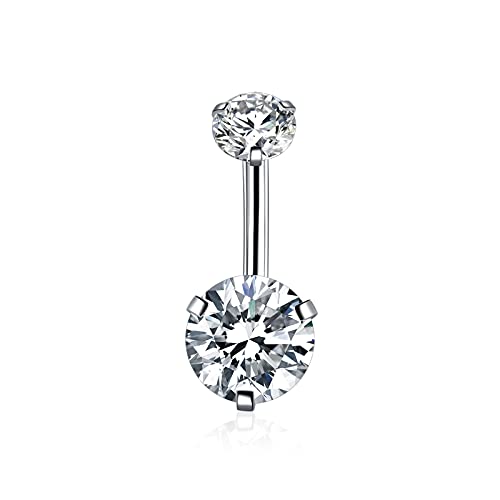 Belly Button Ring, Updated Surgical Steel Belly Button Rings with Properly Aligned Ring Top, Belly Rings for Women (1pcs clear)