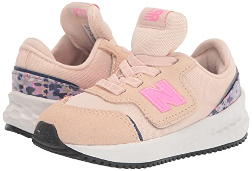 New Balance Kid's X70 V1 Bungee Sneaker, Vintage Rose/Moon Shadow/Vibrant Pink, 2 Wide Infant