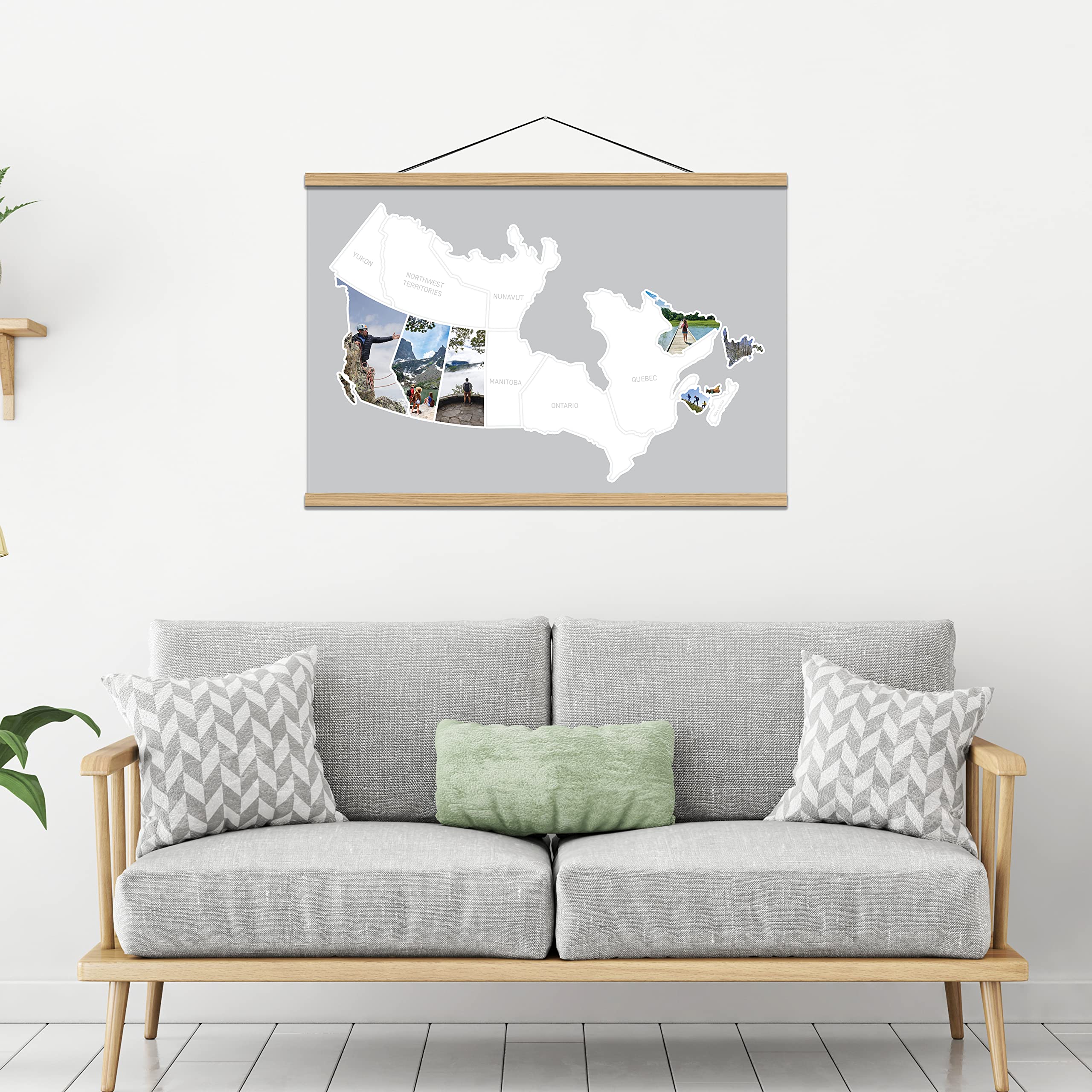 Canada Photo Map - Travel Map Sticker Collage - 24 x 36β - Made in USA (Light Grey, No Frame Hanger)