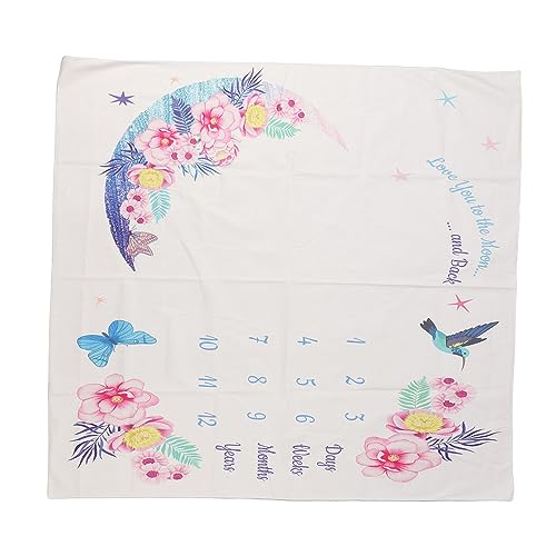 Baby Milestone Mat, Bright Colors Widely Used Baby Milestone Blanket Squared Flowers Birds Pattern 39.4in Wide for Party