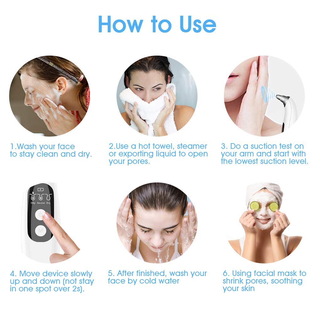 Blackhead Remover with Camera, Upgraded Pore Vacuum Cleaner, Visible Whitehead Remover Tool Pimple Blemish Acne Extractor Kit with 5 Replaceable Probes,20X Microscope,6 LED Lights - For Women Men Skin