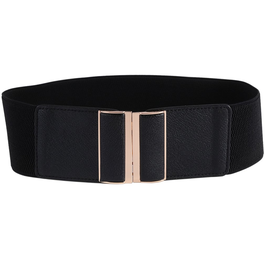 Beltox Womens 3" Wide Belt Elastic Stretch Cinch Waistband Lady Cummerband(30"-51",Black D)