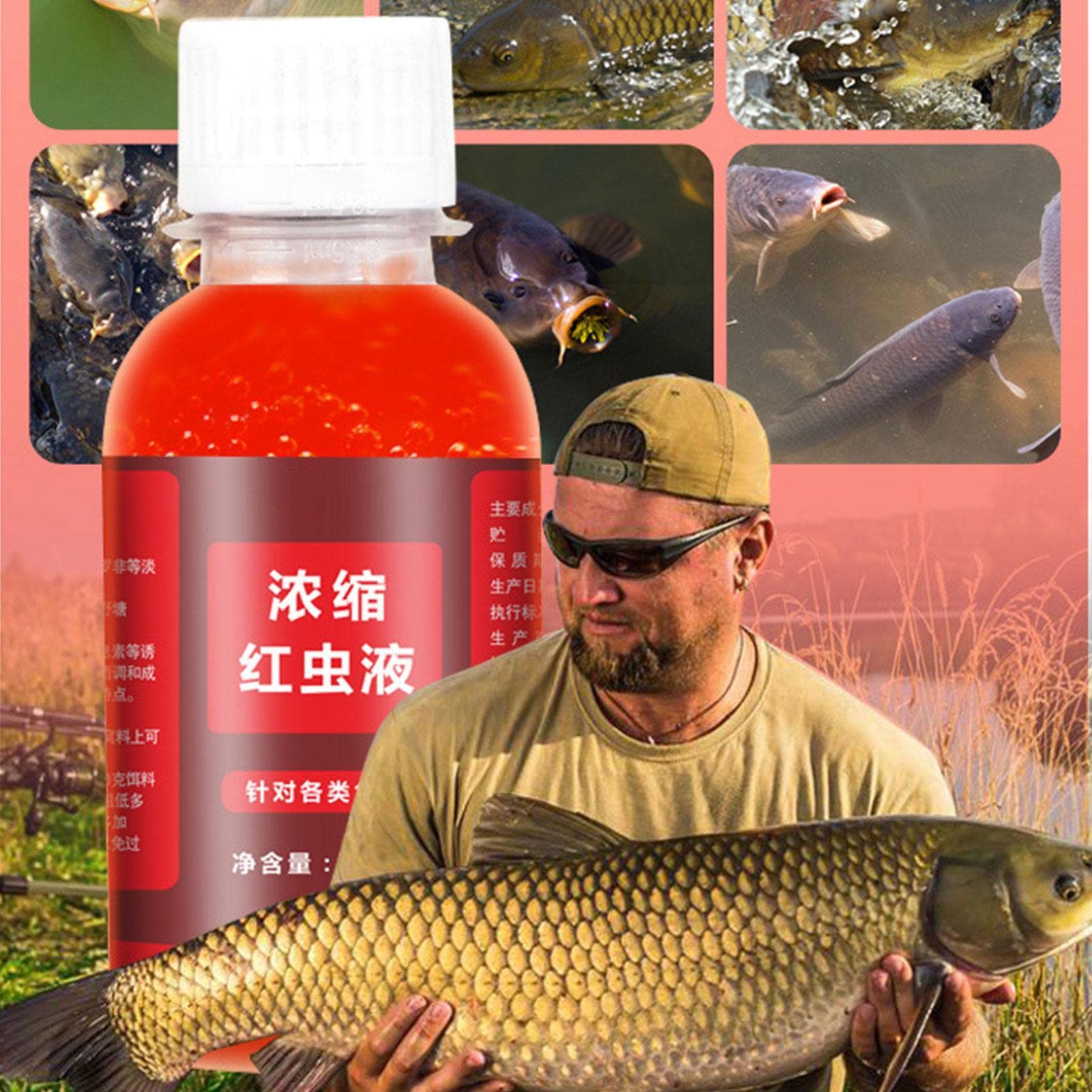 Bait Fish Additive,100ml Concentrated Red Worm Liquid | Fishing Lures Baits, High Concentration Fish Bait Attractant Enhancer, Smell Lure Tackle Food for Trout Cod Carp Bass Generic