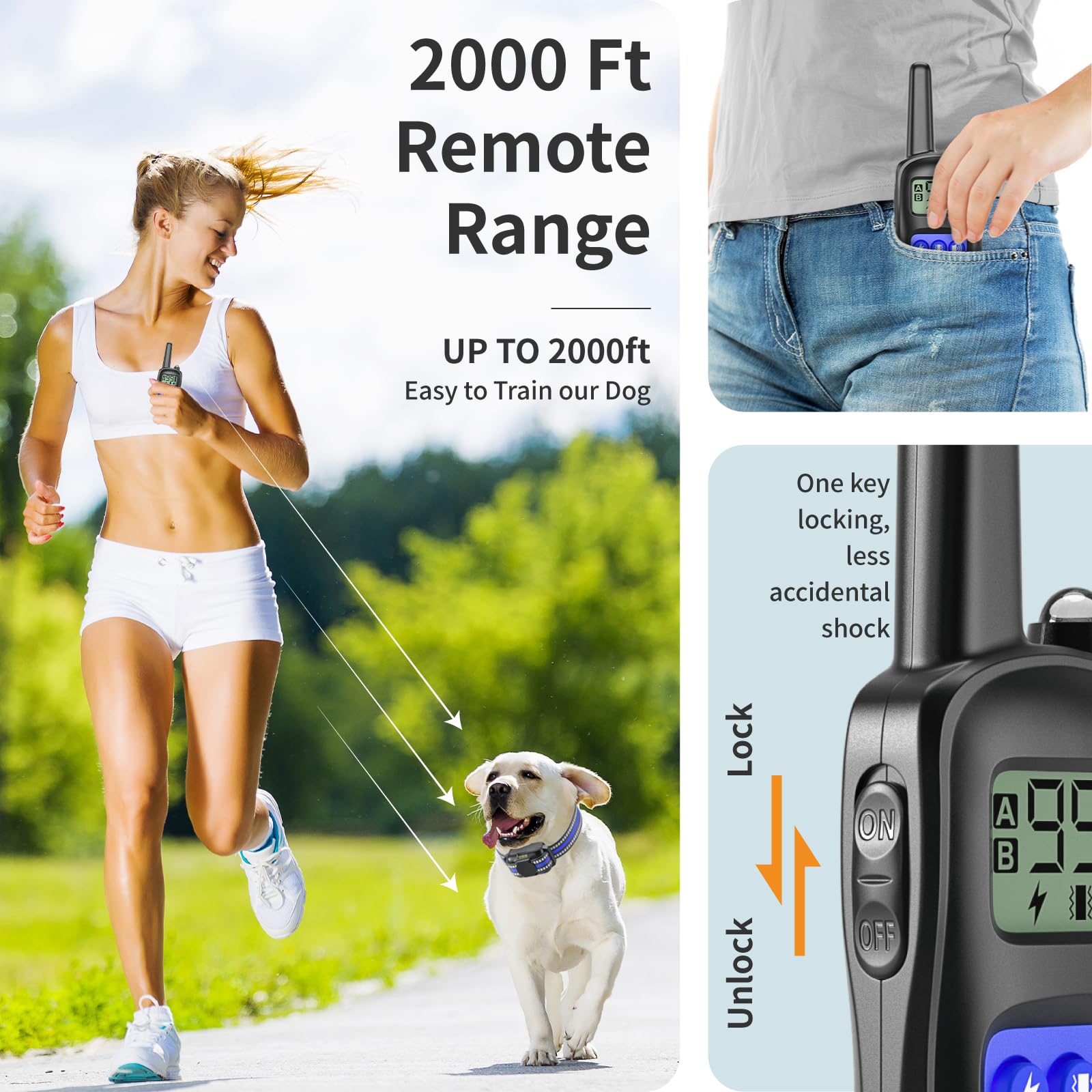 brapezie Lightest Dog Shock Collar 2Dogs, Dog Training Collar with Remote for Small Dogs 5-15lbs & Medium Large Dogs/Puppies, Waterproof, Rechargeable, 2000ft Range